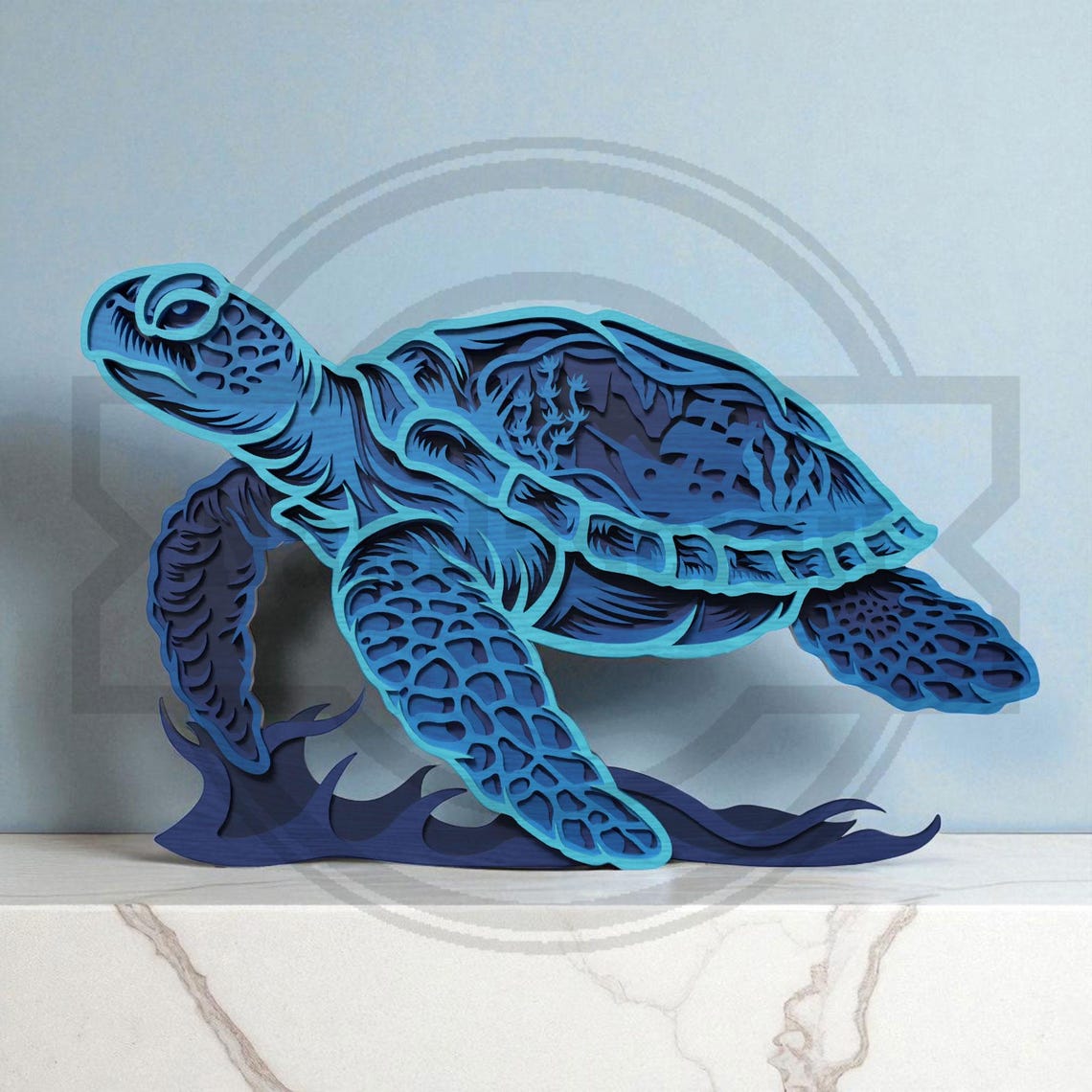 3D Layered Sea Turtle SVG - Marine Wildlife Laser Cut File - Digital ...
