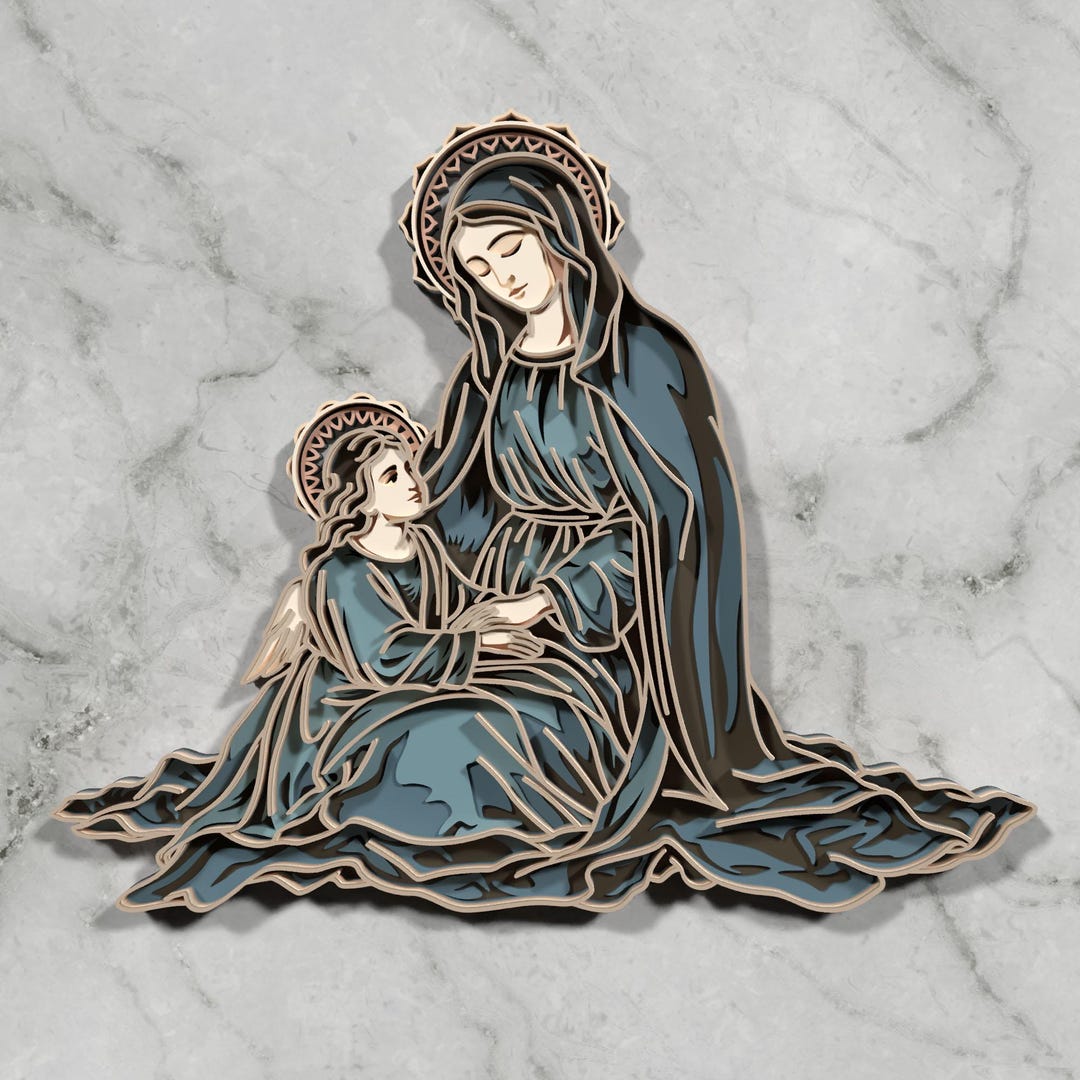 Virgin Mary Laser Cut File - 8-layer Religious Wall Art - SVG, DXF, PDF ...