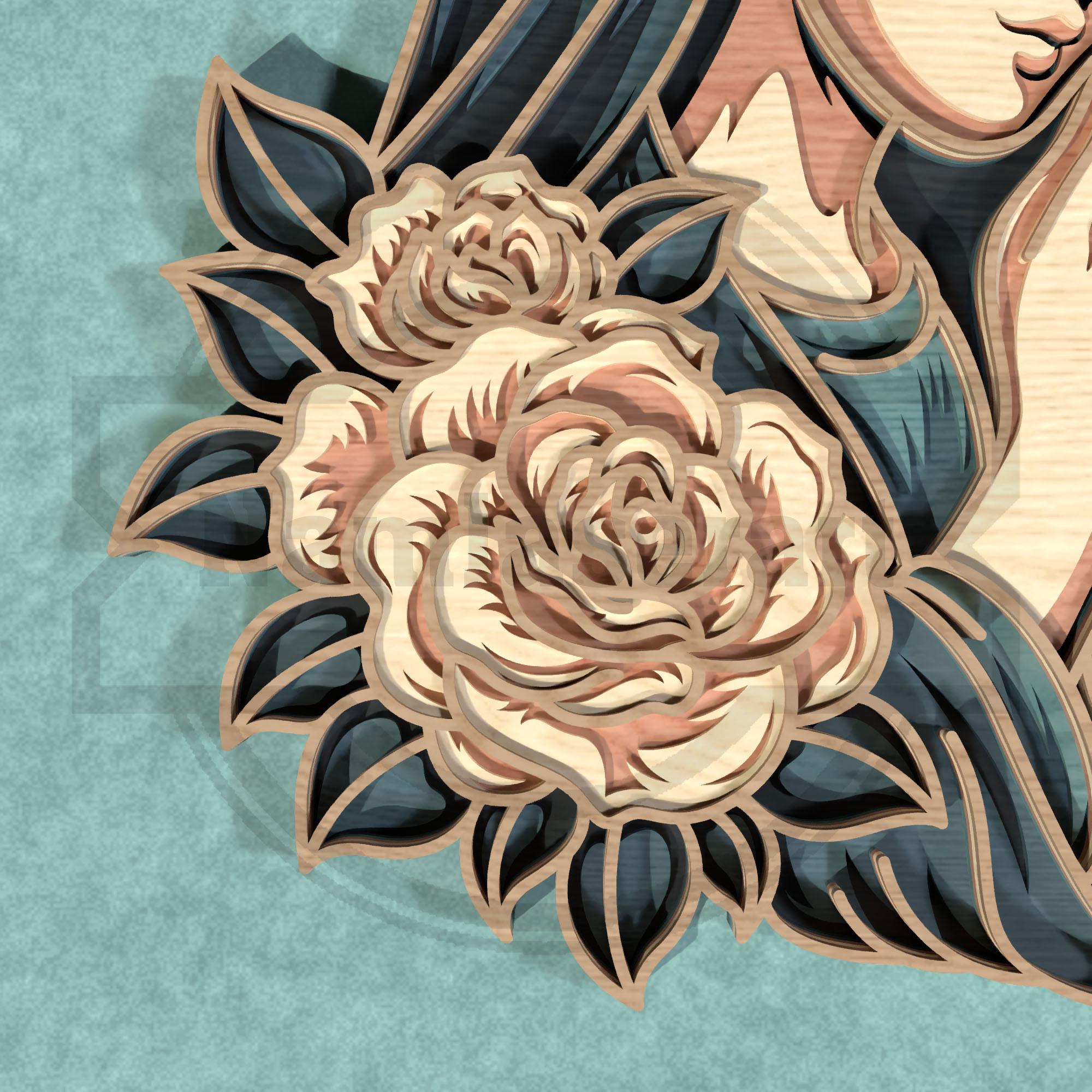 Virgin Mary Rose SVG - Blessed Mother Laser Cut Design for Cricut - Etsy
