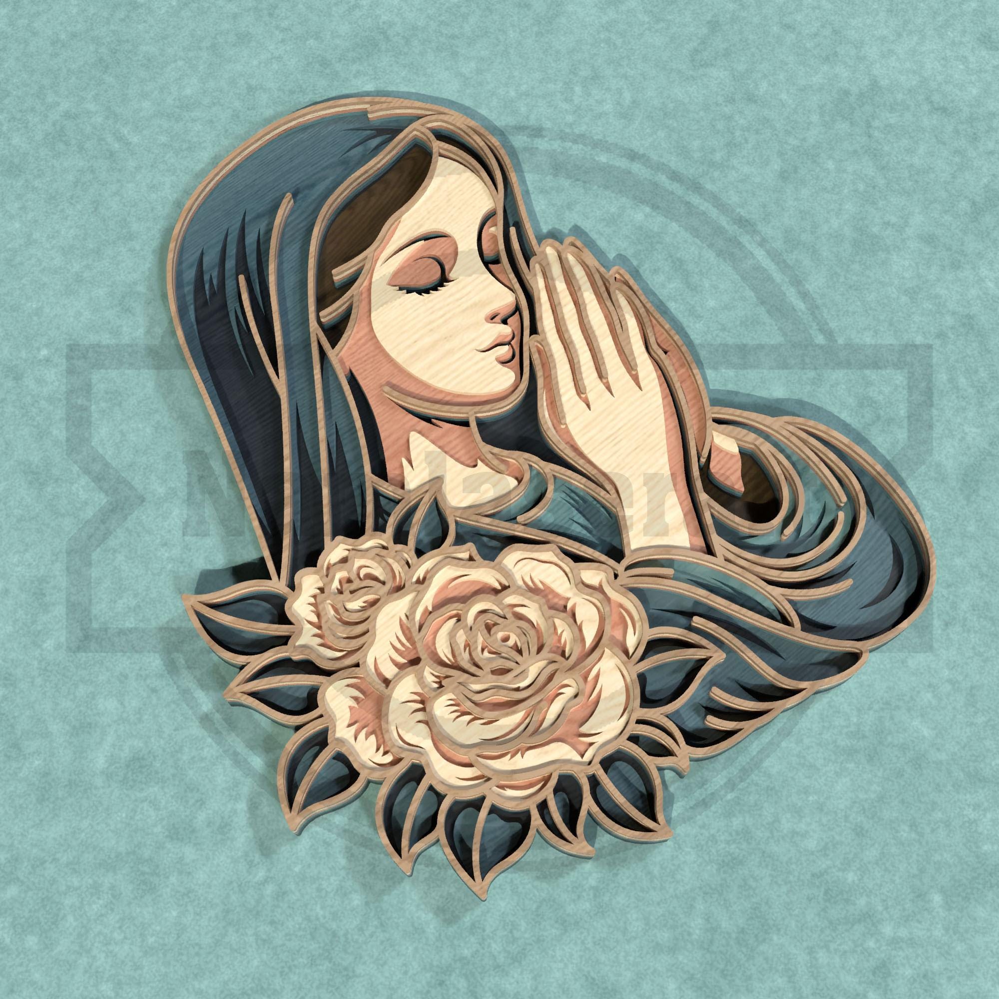Virgin Mary Rose SVG - Blessed Mother Laser Cut Design for Cricut - Etsy