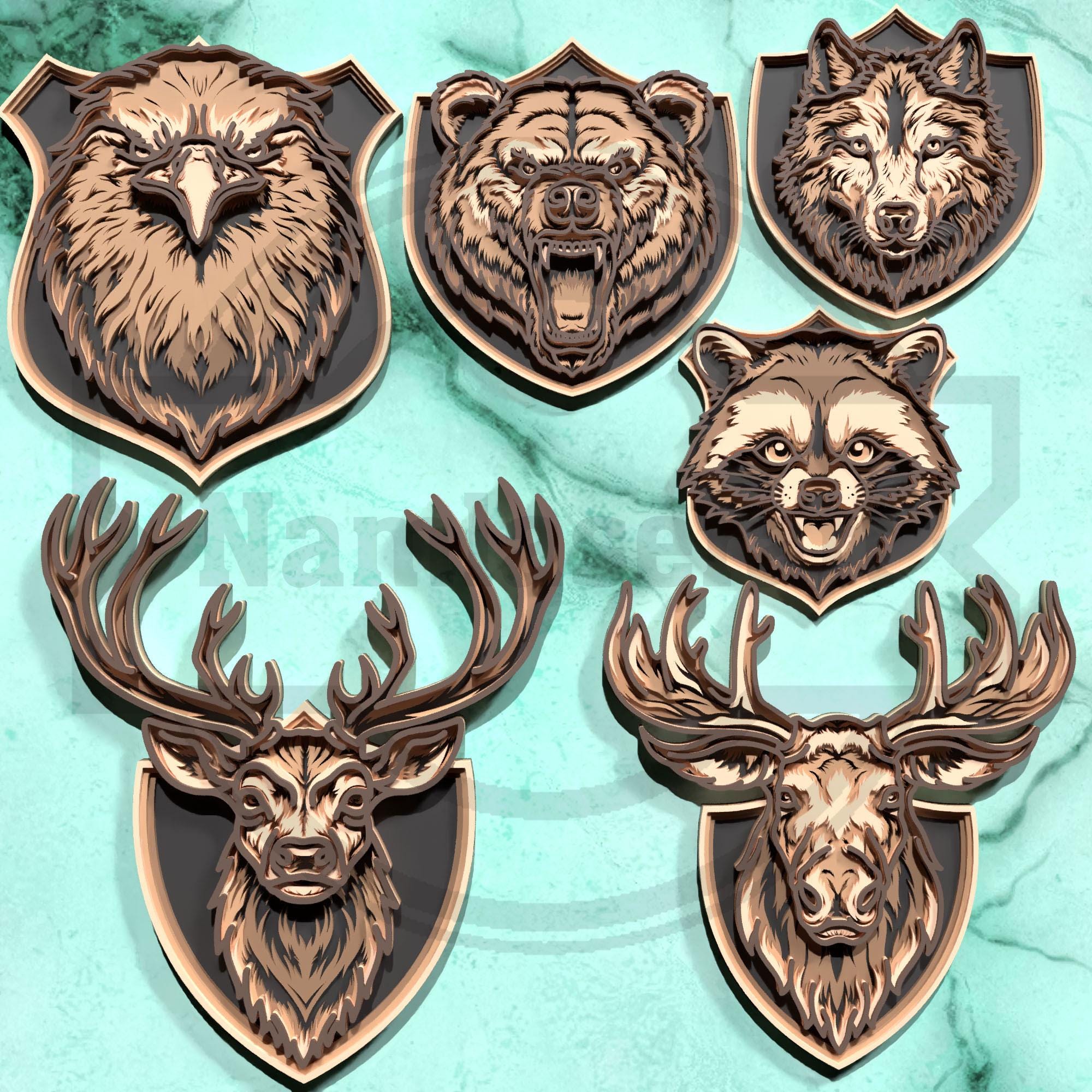 Forest Animals Bundle SVG – 6 Layered Laser Cut Trophy Designs ...