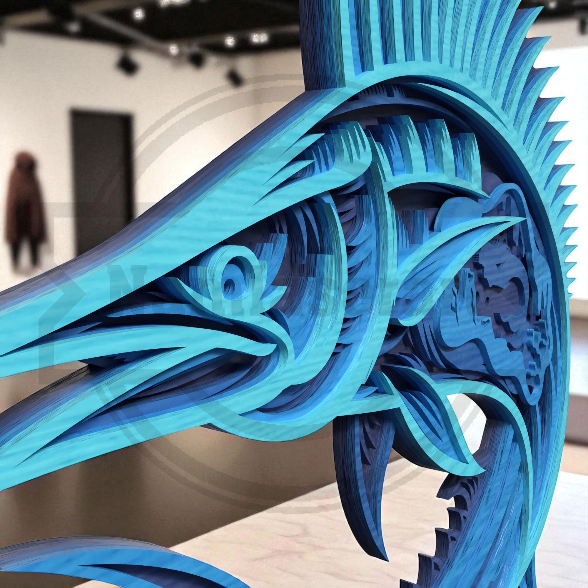 3D Swordfish SVG - Layered Marlin Fish Laser Cut File - Digital ...