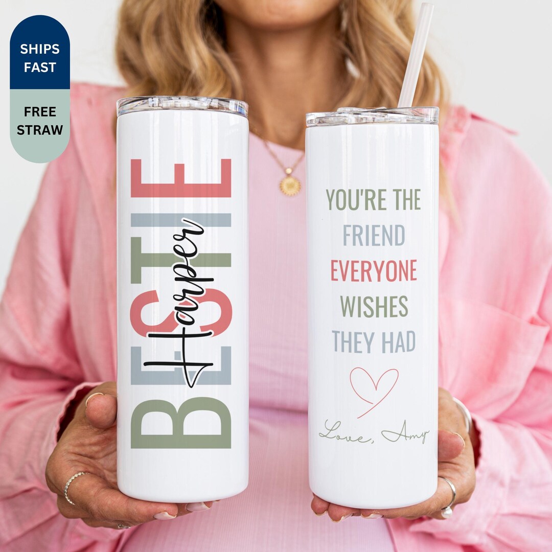 Personalized Best Friend Tumbler, Custom Name Bestie Drinkware ...