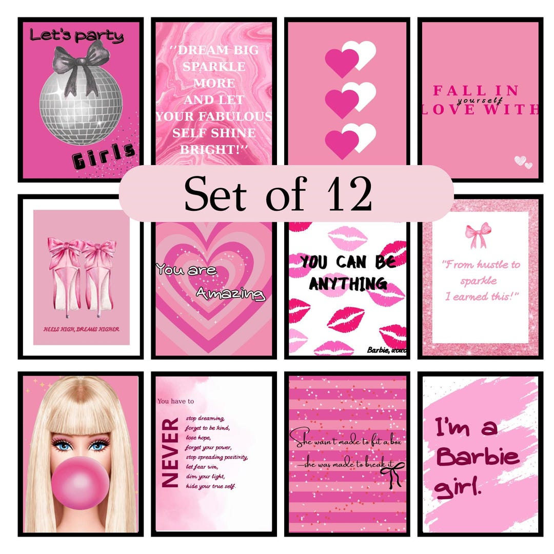 Barbie Pink Wall Art Prints Set Girls Room Digital Download - Etsy