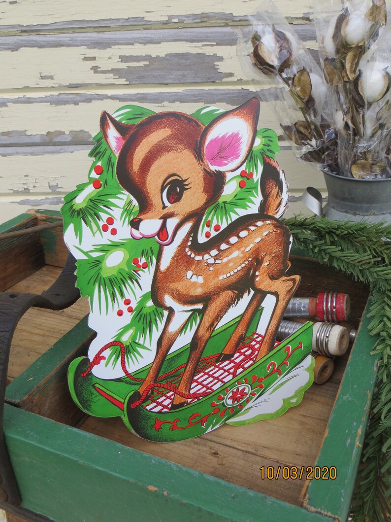 Beistle Christmas Decoration Die Cut-Deer with Sled-14 inch | Etsy