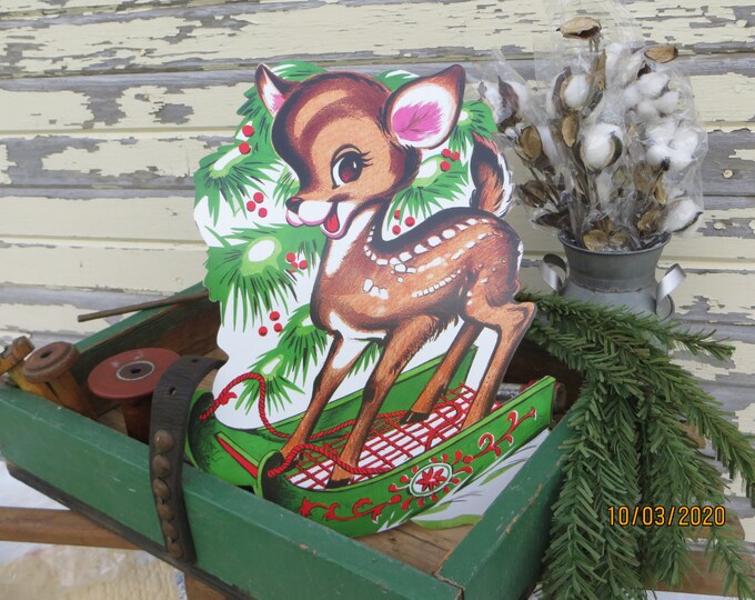 Beistle Christmas Decoration Die Cut-deer With Sled-14 Inch - Etsy