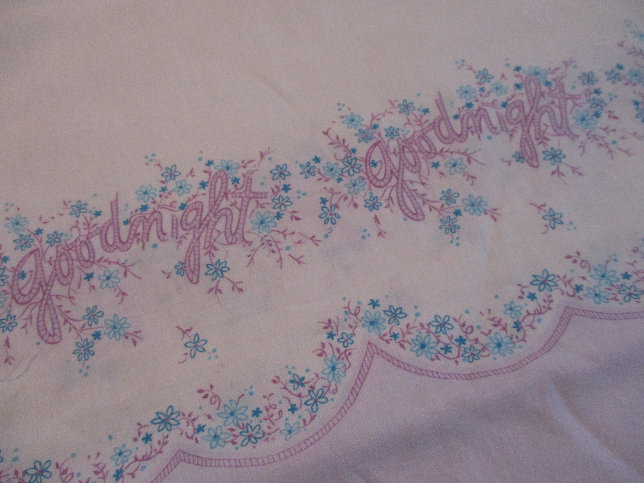 Vintage Purple Floral Border Print Fabric-goodnight-old | Etsy