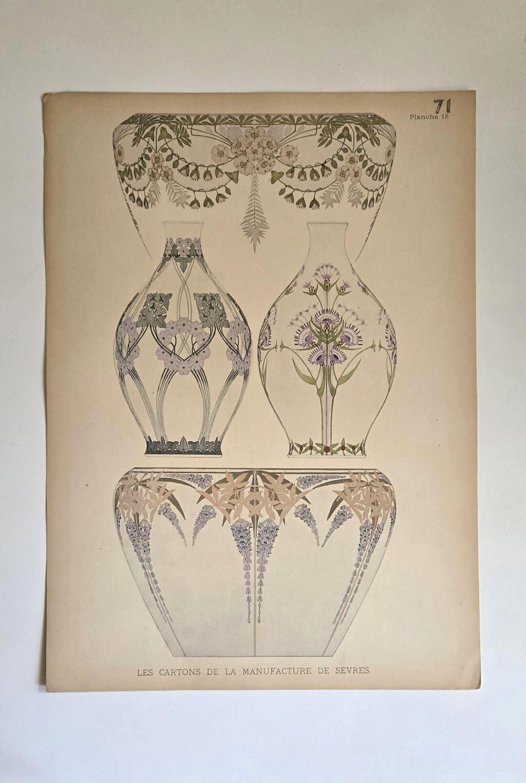 Art Nouveau Sèvres Vase Design Print – 1904 Les Cartons De La ...