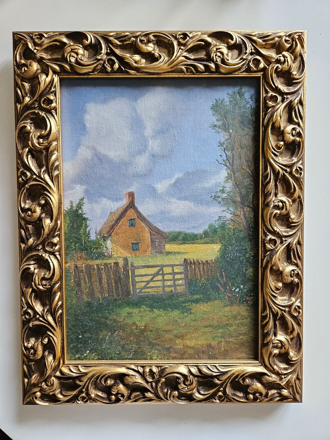 Older American Oil Painting After Constable Cottage in Cornfield ...