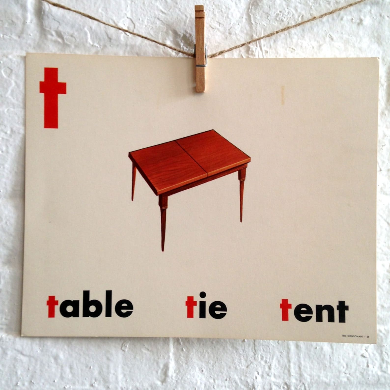 Vintage Extra Large Flashcard T is for Table Picture | Etsy