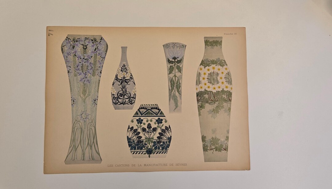 Art Nouveau Sèvres Vase Design Print – 1904 Les Cartons De La ...