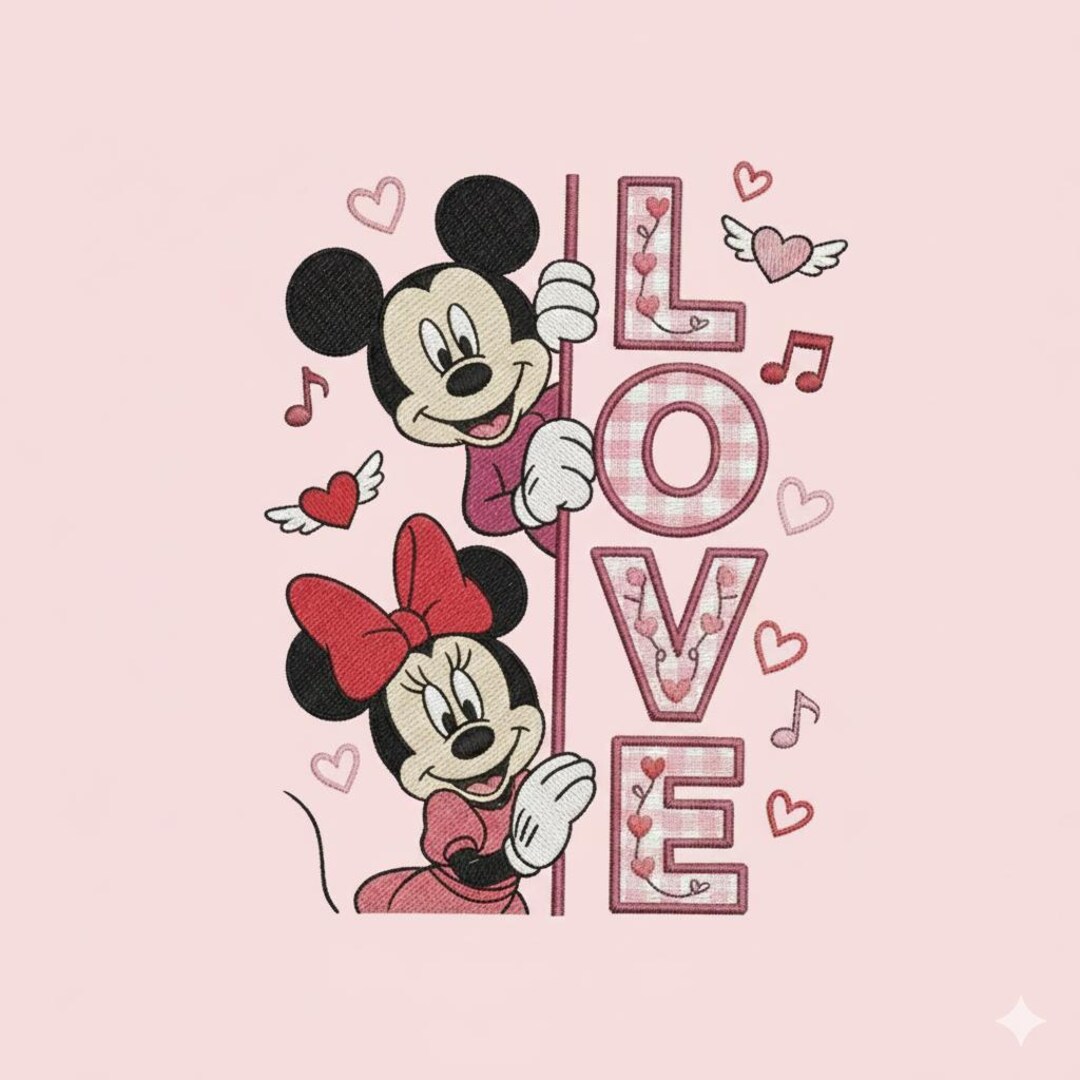 LOVE Couple Embroidered Design, Embroidered Valentine Design, Matching ...