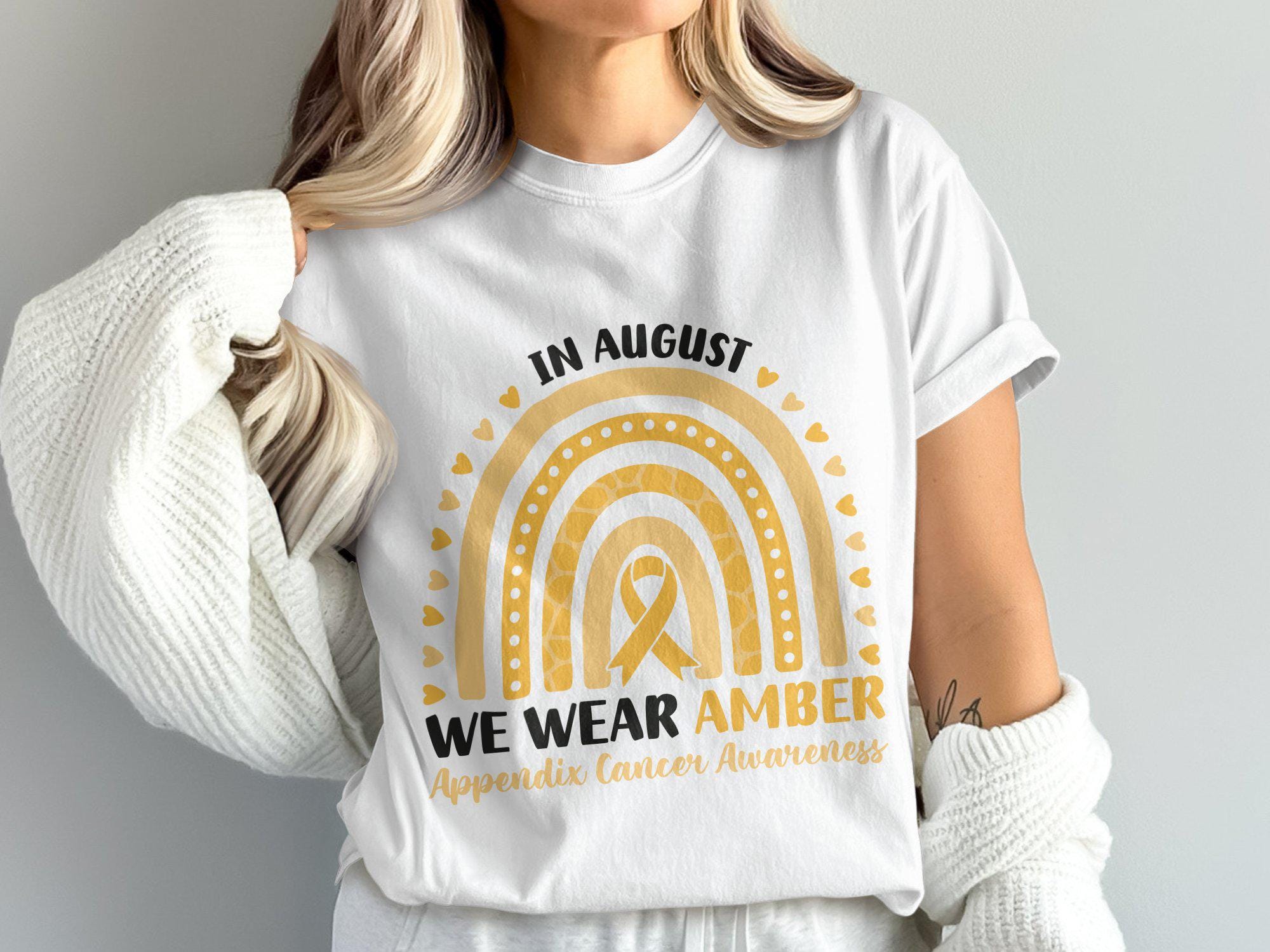 Appendix Cancer Awareness Svg Png Bundle, Amber Ribbon Svg Cricut File ...
