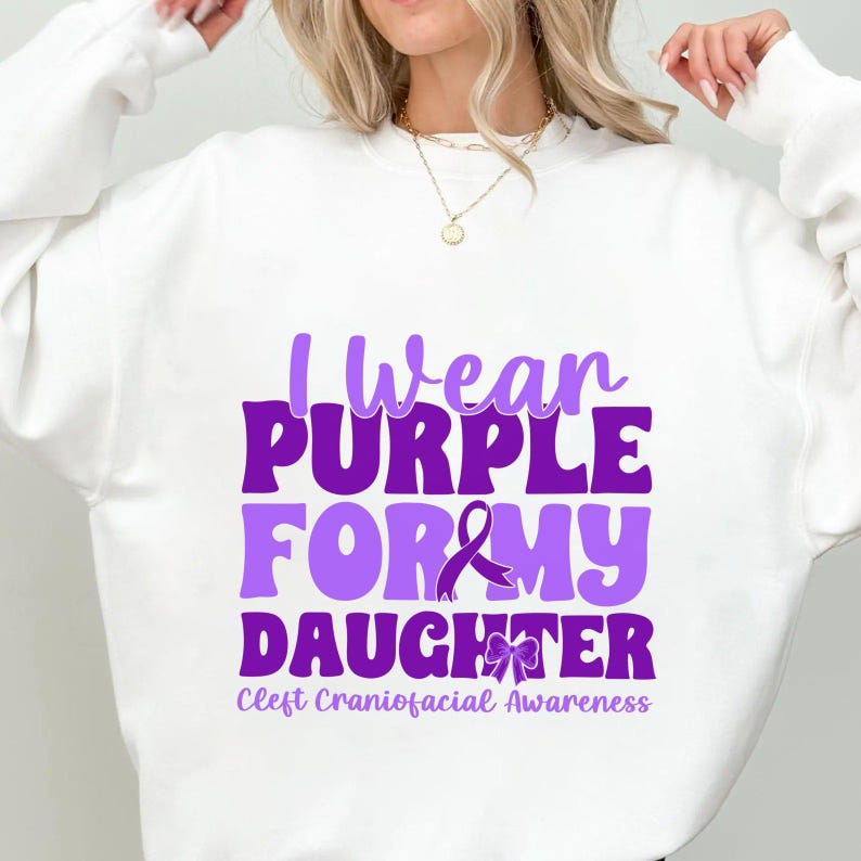 Cleft Craniofacial Awareness SVG PNG Bundle: Purple Ribbon Designs ...