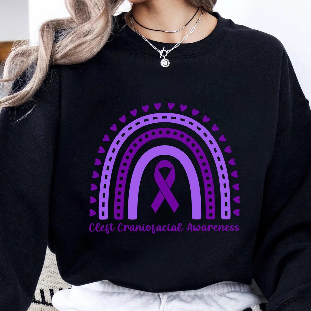 Rainbow Cleft Craniofacial Awareness Svg Png, Purple Ribbon Svg, Cleft ...