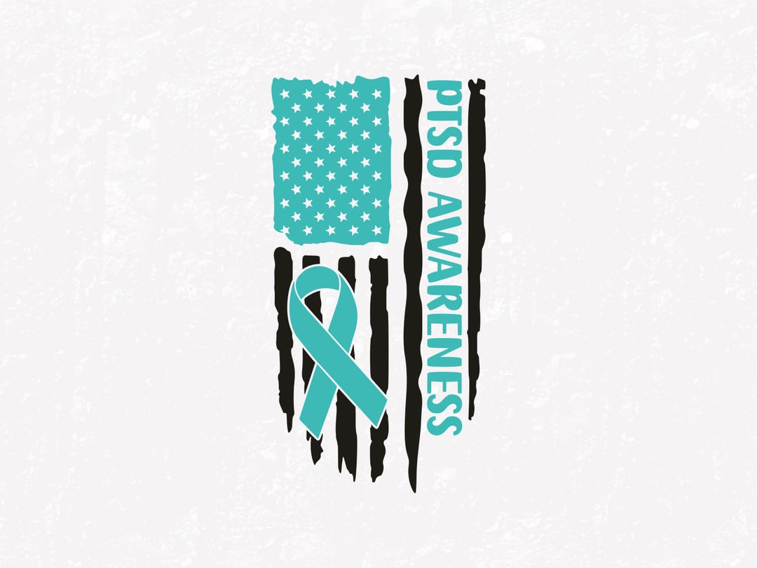 PTSD Awareness Svg Png, PTSD Awareness Flag Svg, Teal Ribbon Post ...