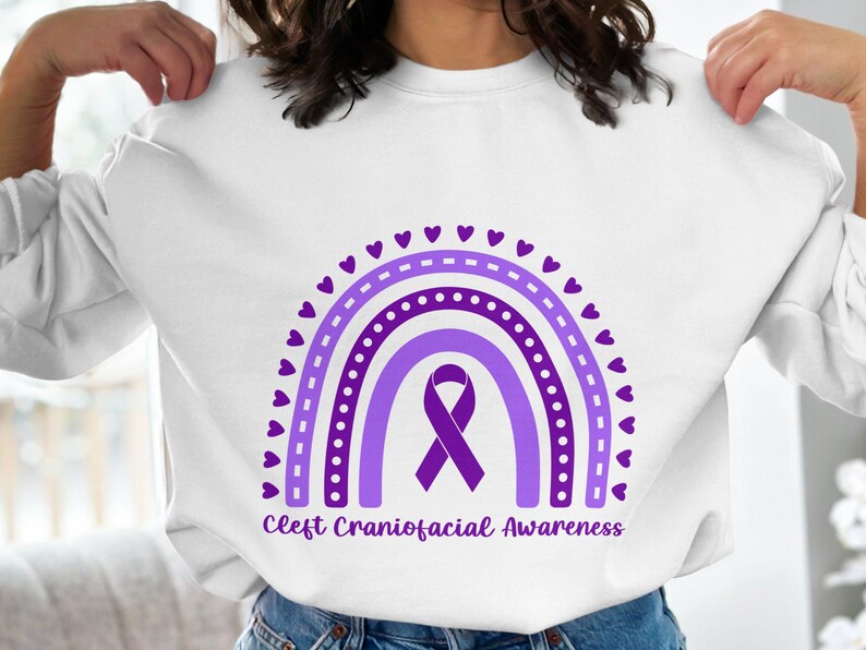 Rainbow Cleft Craniofacial Awareness Svg Png, Purple Ribbon Svg, Cleft ...