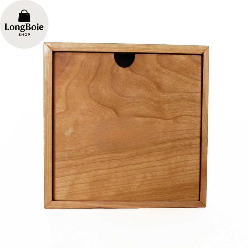 Modern Wall Clock - Leather & Cherry, Handcrafted Wooden Box Clock - Etsy