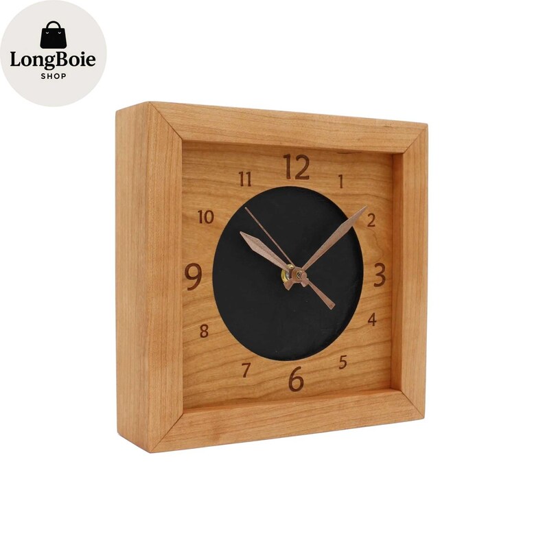 Modern Wall Clock - Leather & Cherry, Handcrafted Wooden Box Clock - Etsy