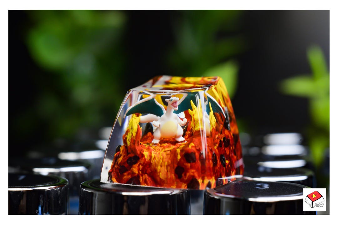 White Cha.rizard Artisan Keycap Anime Custom Birthday Gift for Him ...