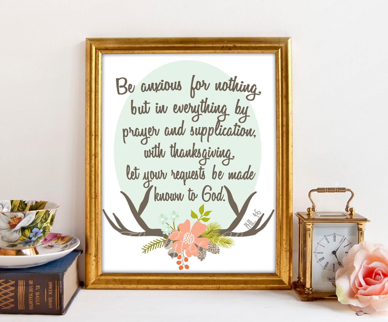 Be Anxious for Nothing, Bible Verse Print, Scripture Print, Instant ...