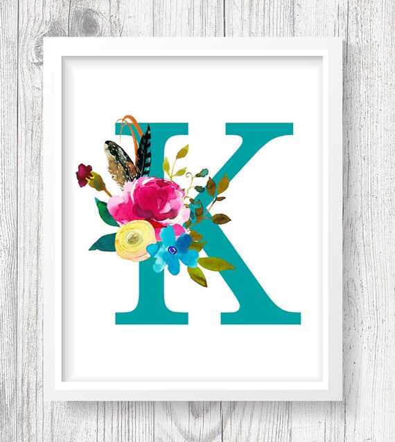 Letter K Digital Print Monogram Print Custom Nursery Print | Etsy
