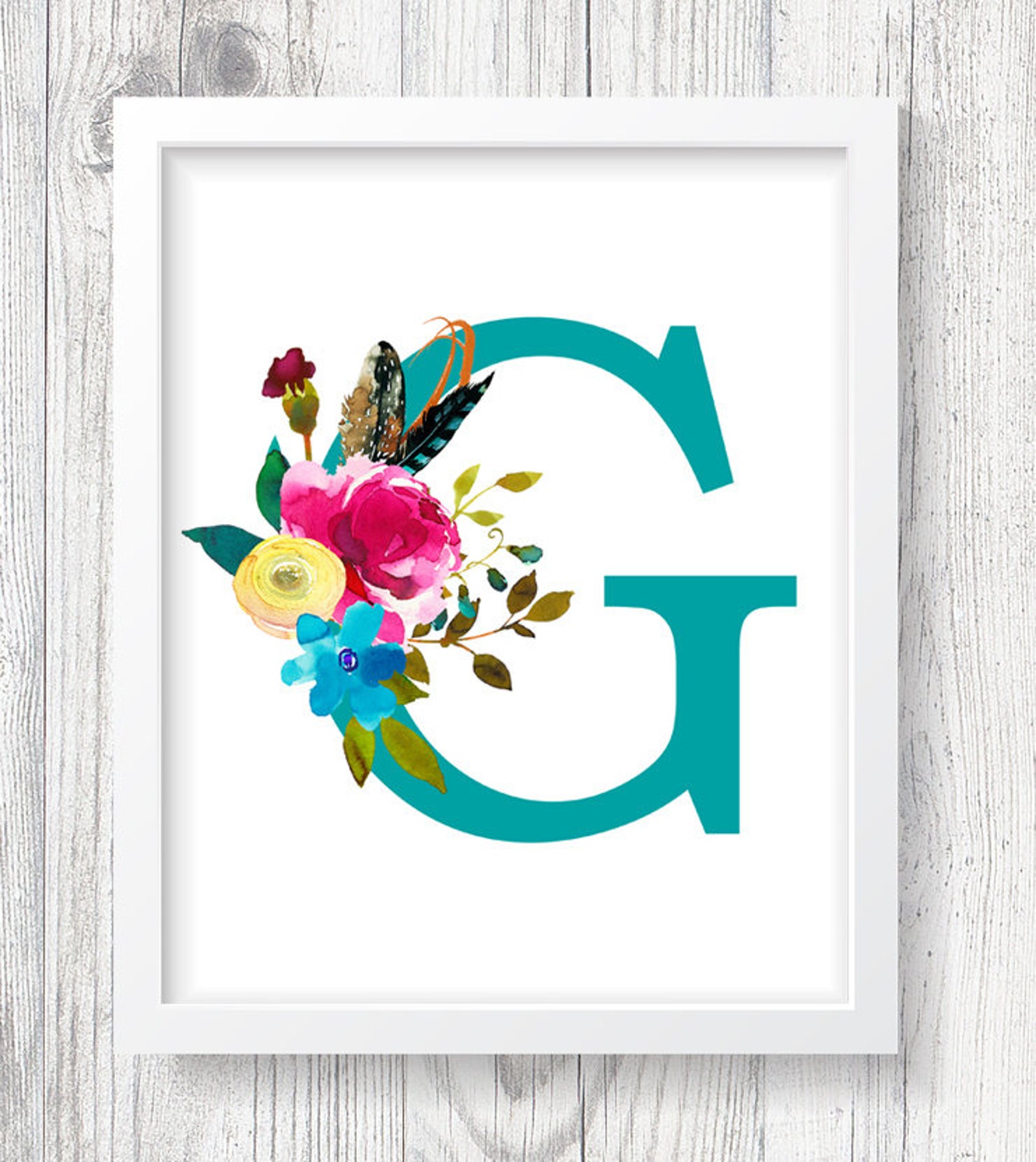 Letter G Digital Print, Monogram Print, Custom Nursery Print, Floral ...