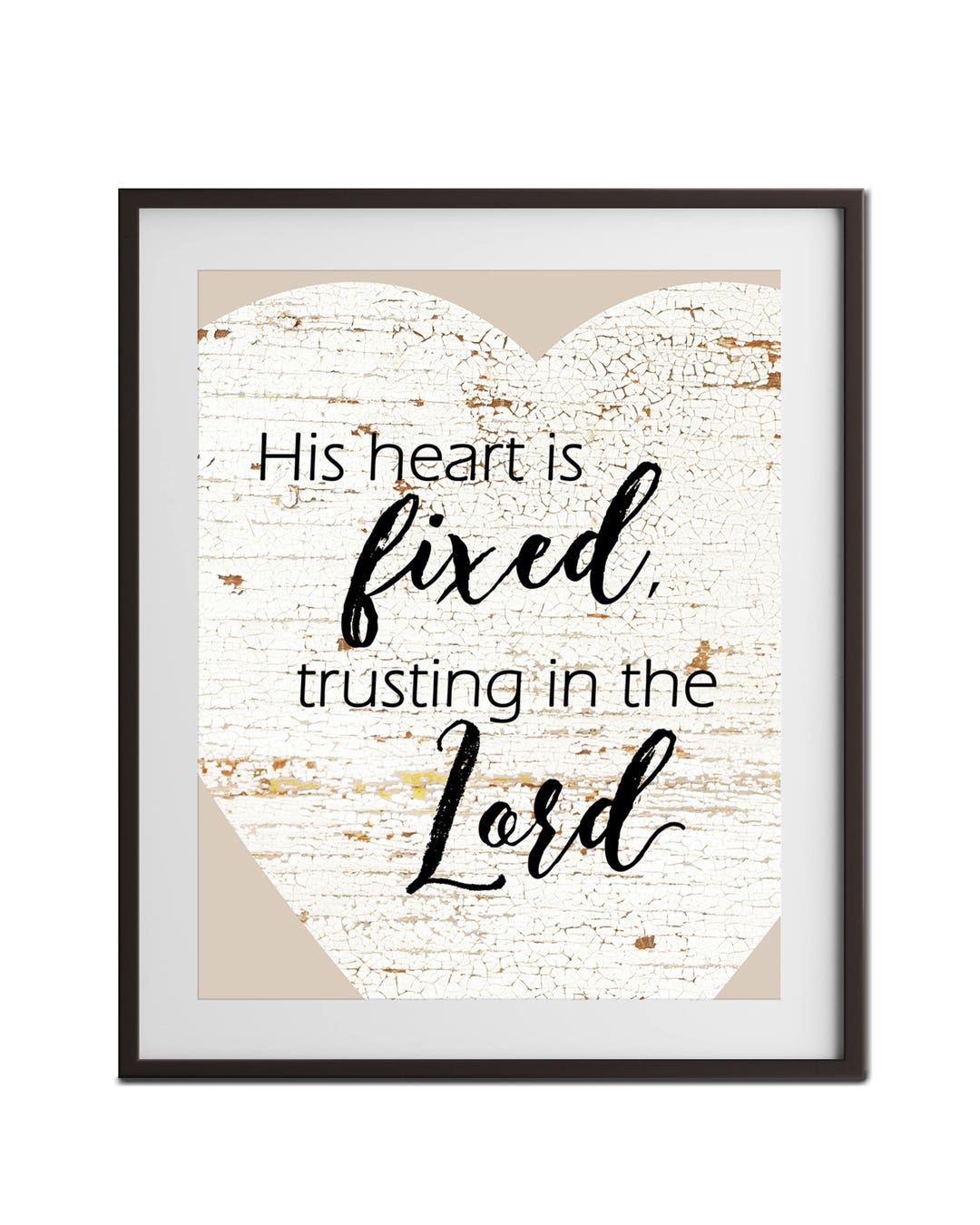 Scripture Printable Art, His Heart is Fixed, Bible Verse Art, Scripture ...