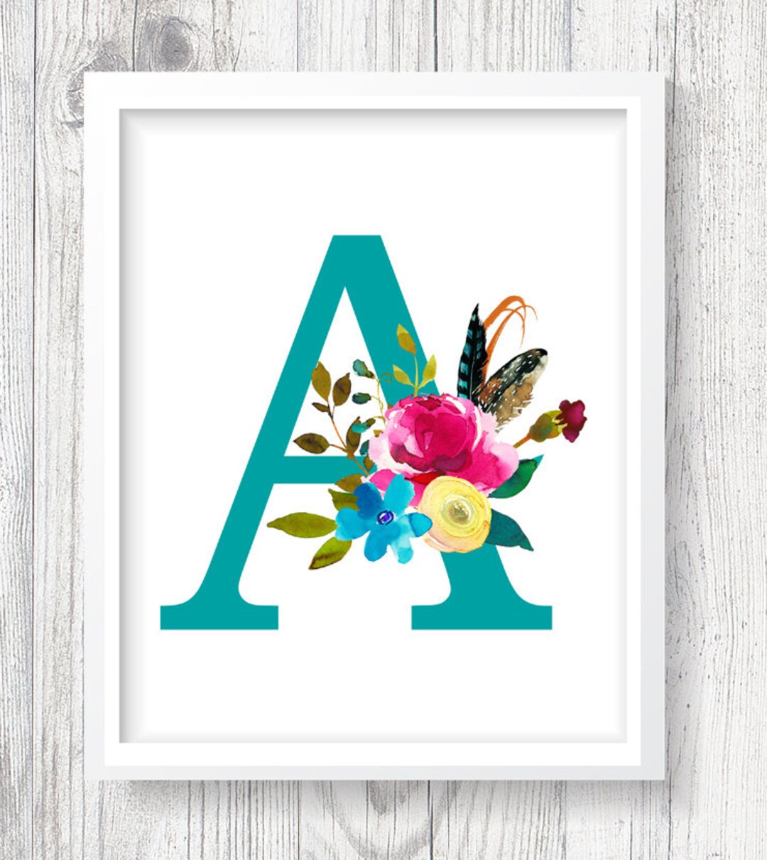 Letter A Digital Print, Monogram Print, Custom Nursery Print, Floral ...
