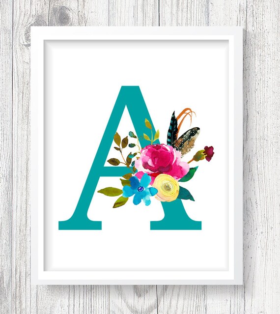 Letter A Digital Print Monogram Print Custom Nursery Print - Etsy
