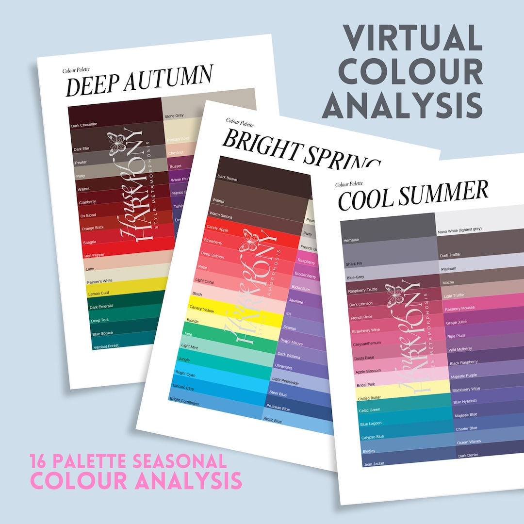 Virtual Colour Analysis - 16 Season Colour Palette System - Etsy