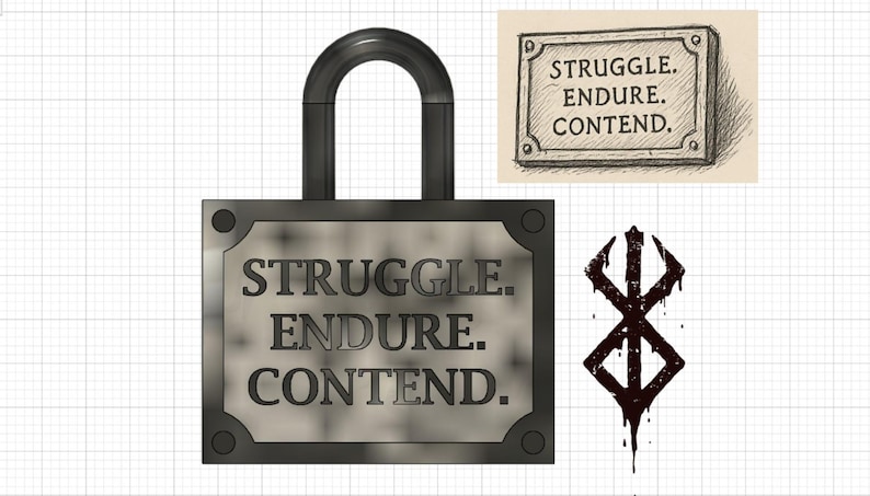 Berserk STL Keychain – “struggle Endure Contend” Tag | Digital File for ...