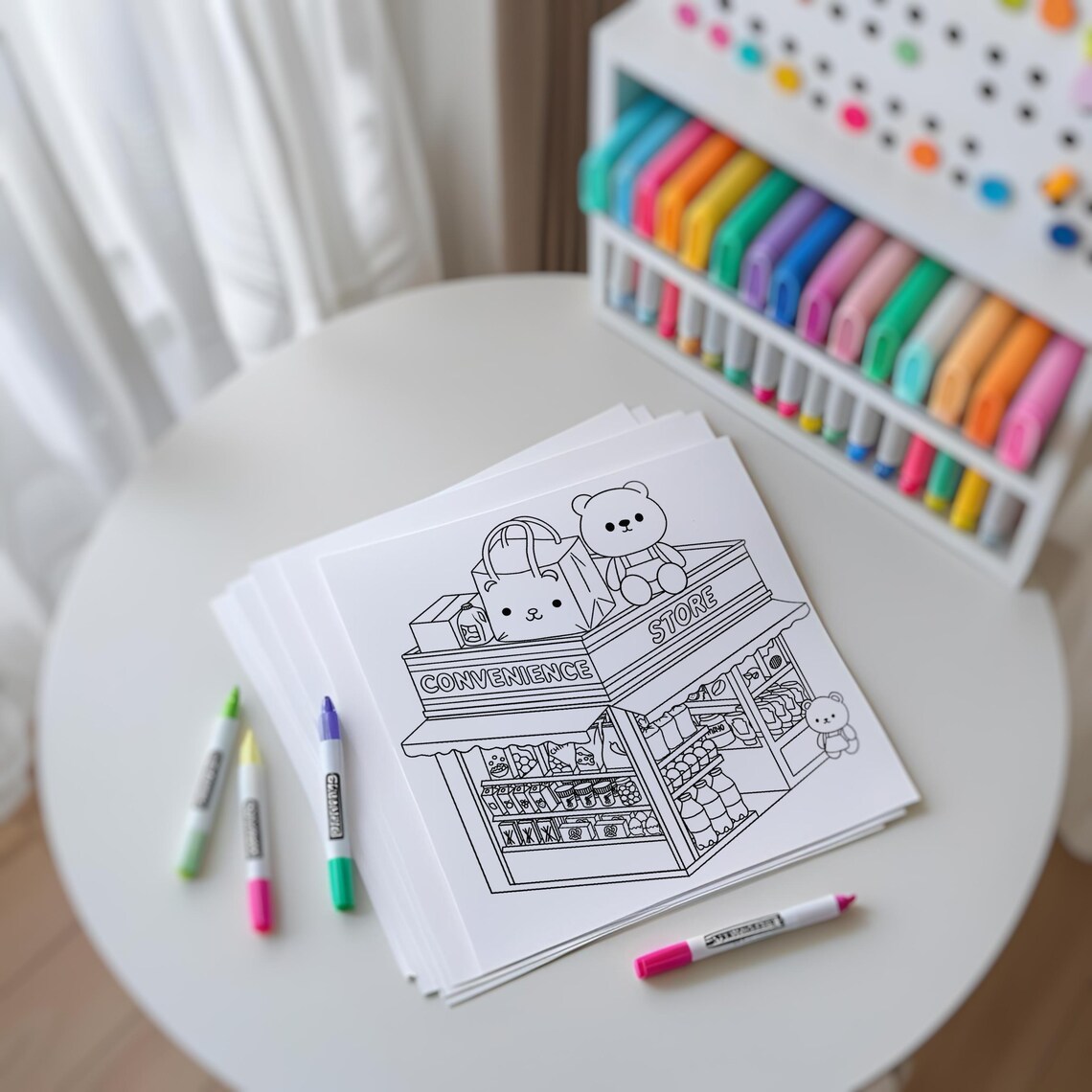 Mini Shop Coloring Pages | Printable PDF | Burger, Fries, Coffee ...