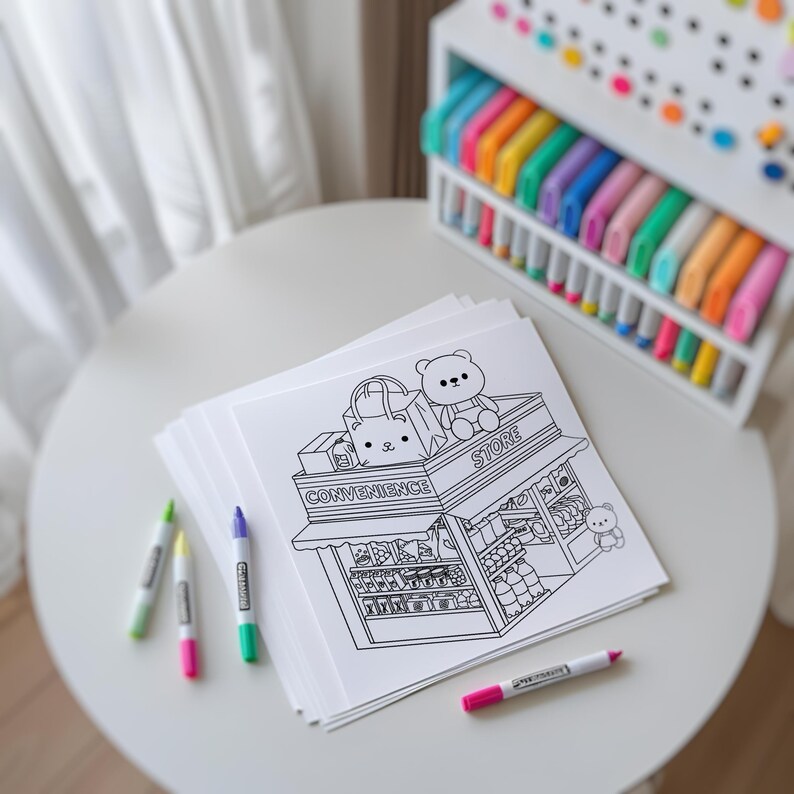 Mini Shop Coloring Pages | Printable PDF | Burger, Fries, Coffee ...