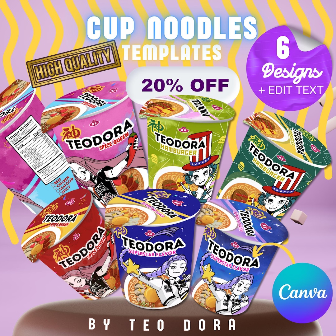 Kpop Demon Hunters Inspired Cup Noodles Ramen Template Rumi Mira Zoey, 6 Printable Designs ...