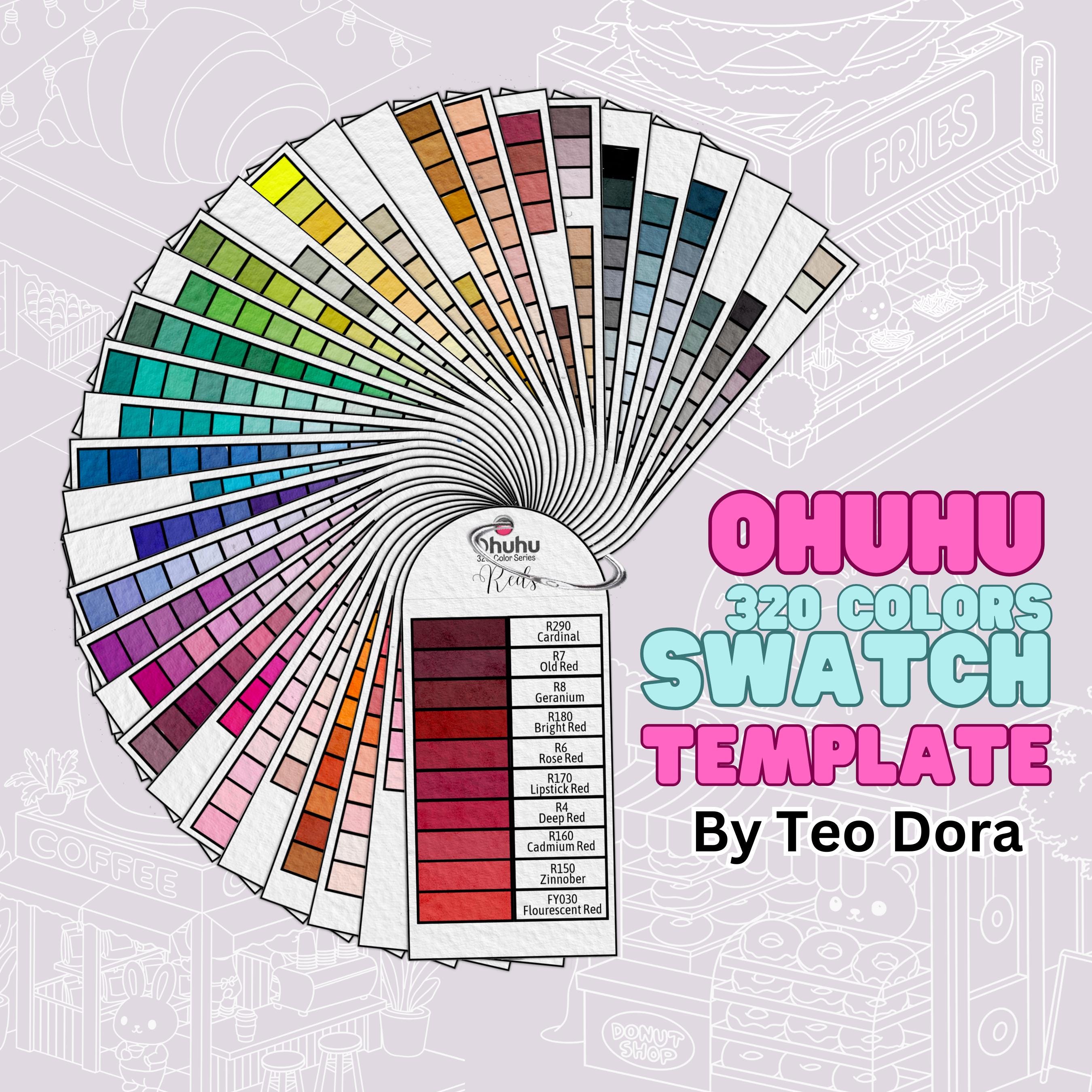 Ohuhu Color Swatch Template , Ohuhu Honolulu 320 Colors Swatch Card ...