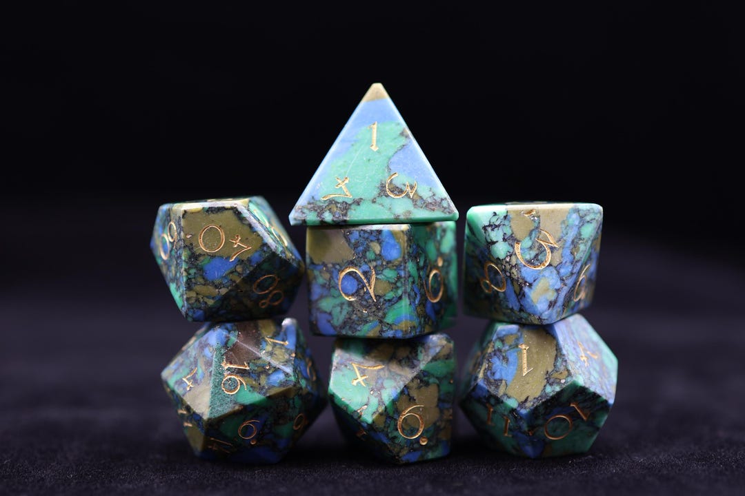 Tri Color Turquoise Trustone DND Dice, Full Set Dragon Dice Table Top ...
