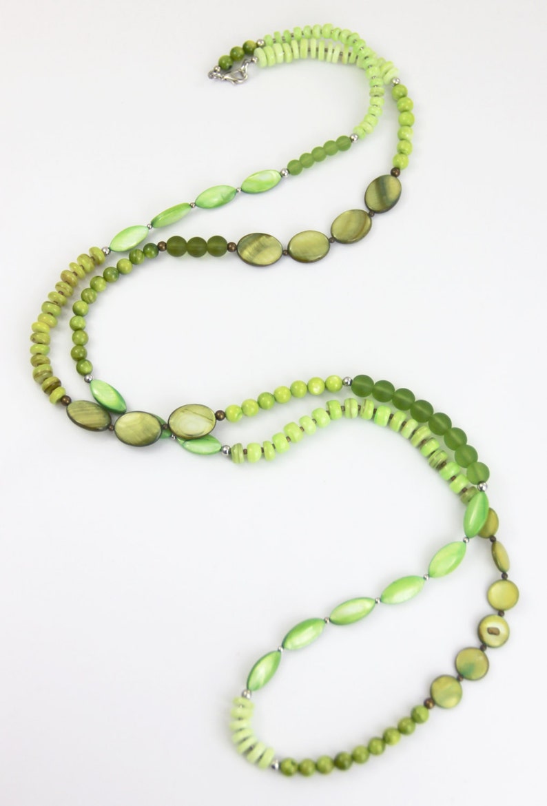 Mixed Green Colorblock Necklace Variegated Lime Green Olive - Etsy