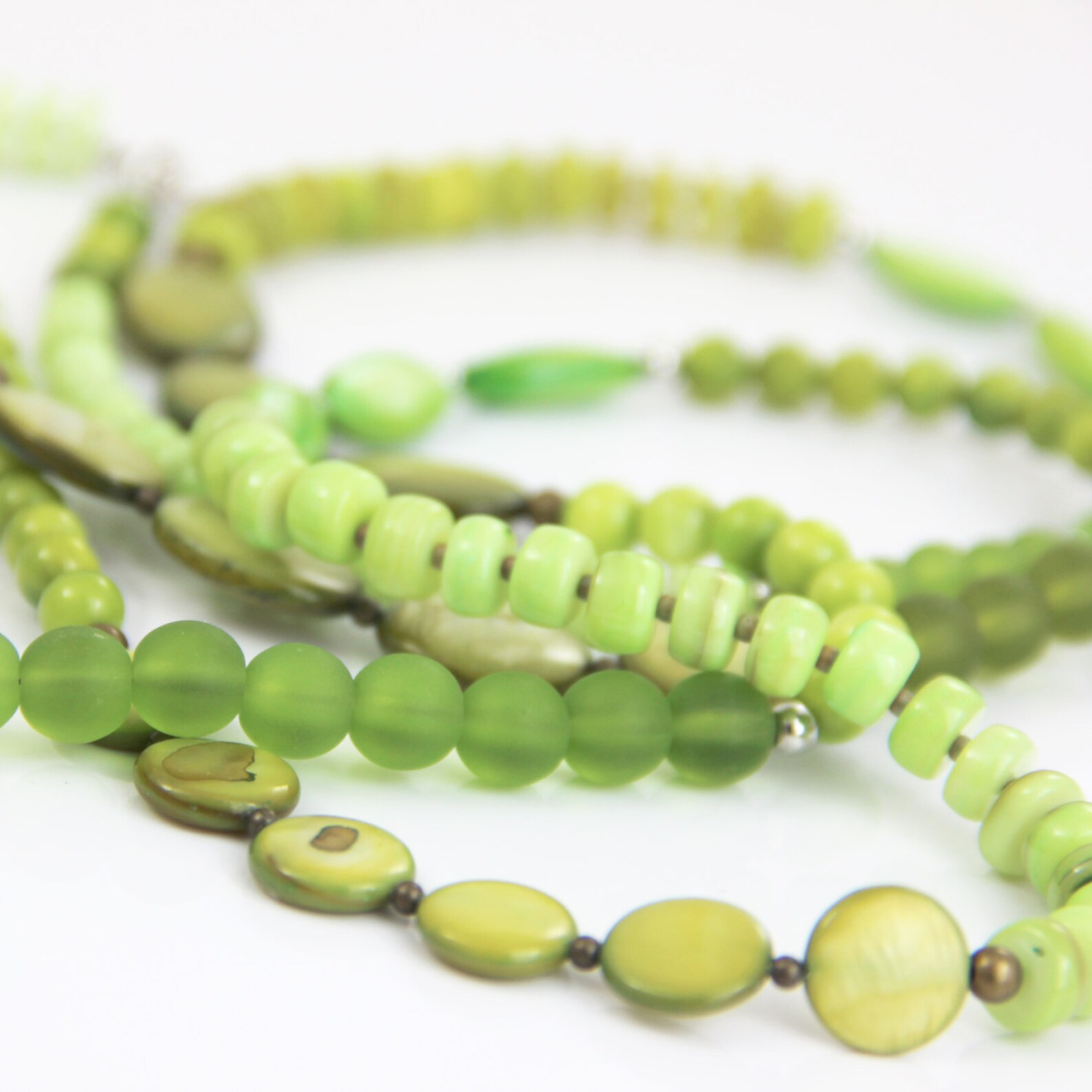 Mixed Green Colorblock Necklace Variegated Lime Green Olive - Etsy