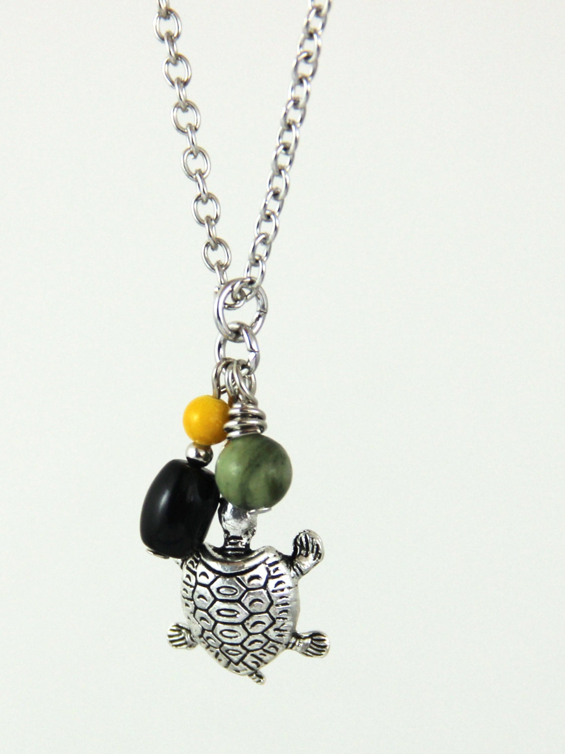 Turtle Cutie - Small Silver Turtle Charm Pendant Necklace - Natural ...