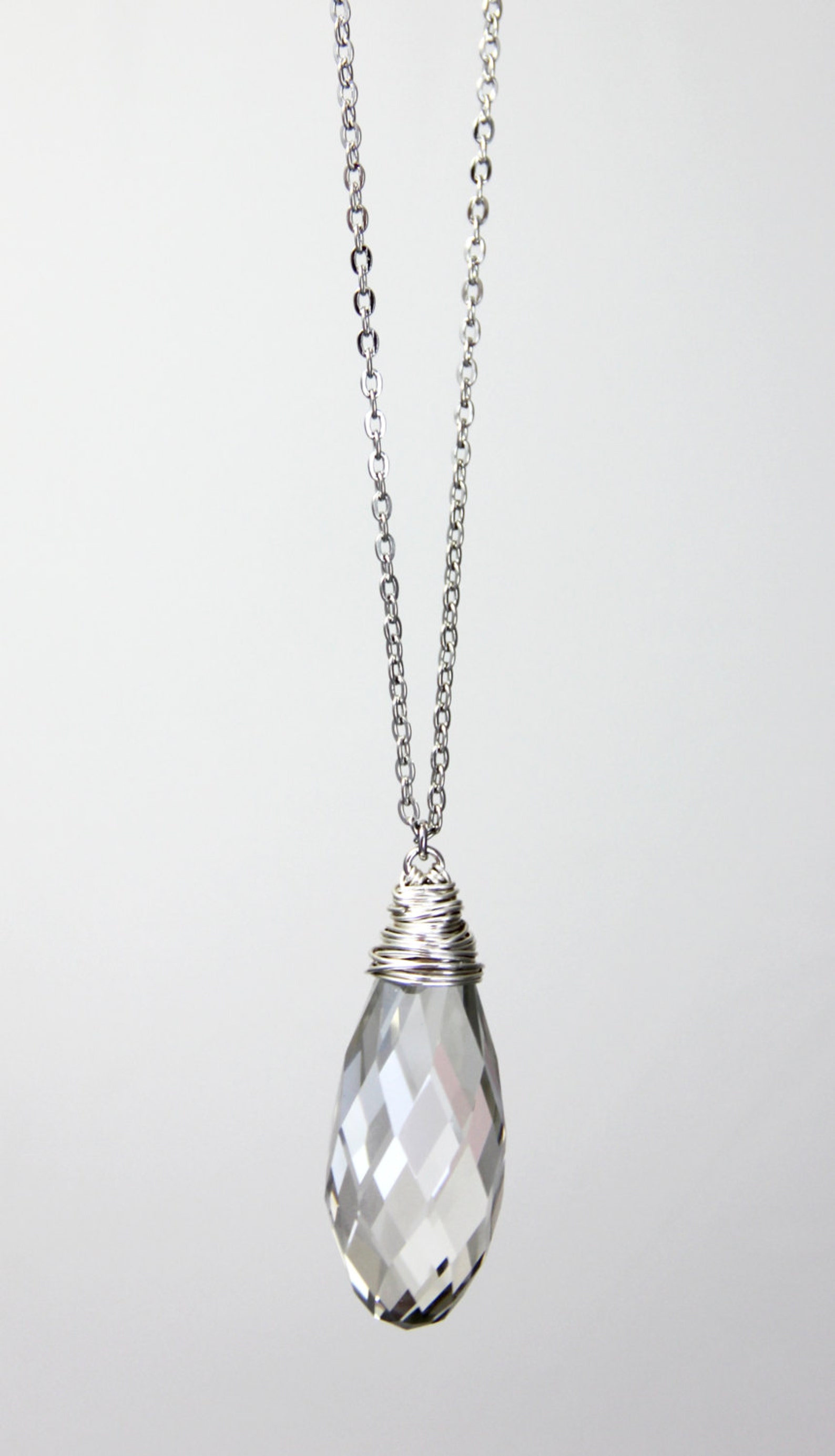 Colossal Crystal Big Swarovski Crystal Pendant Long Silver - Etsy