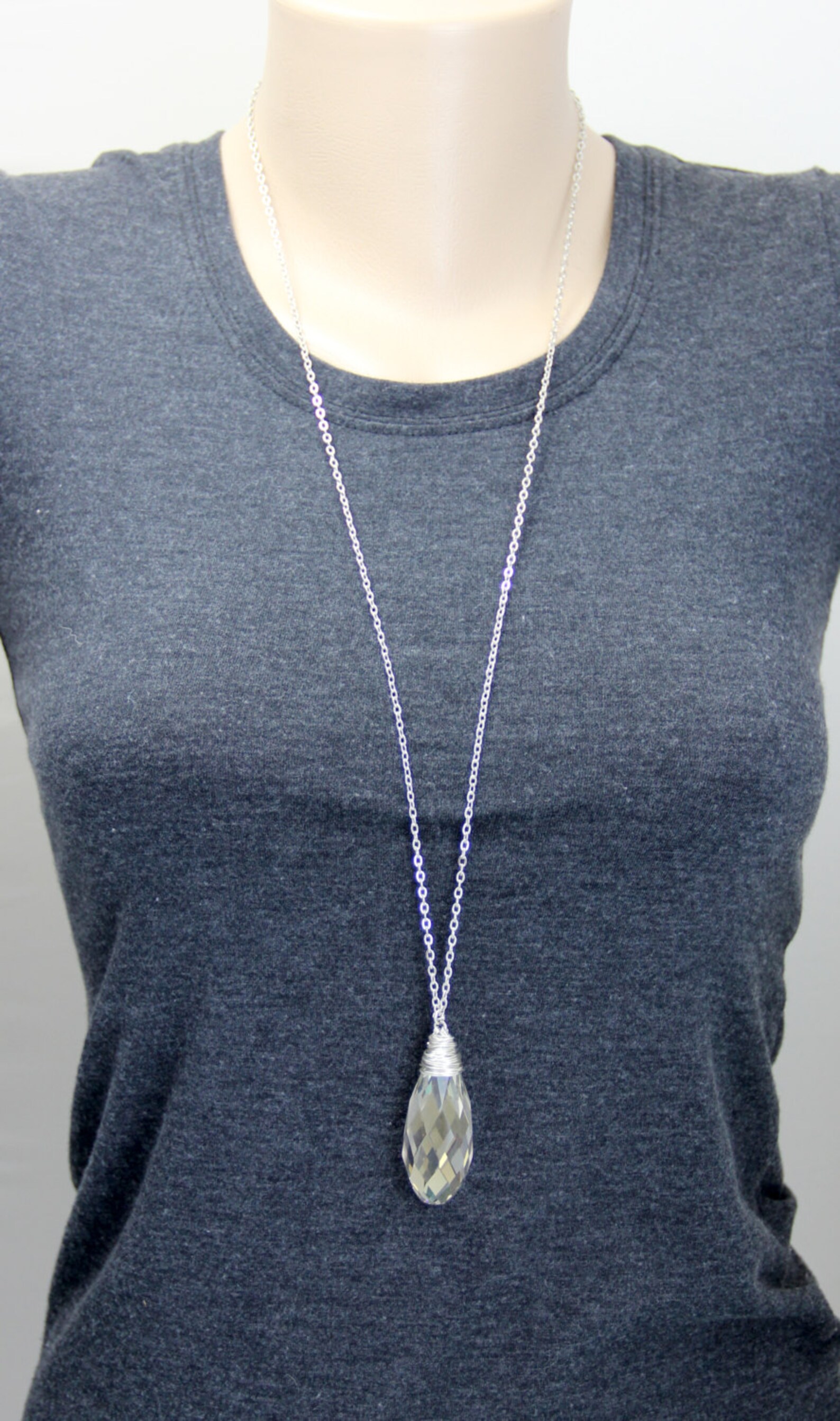 Colossal Crystal Big Swarovski Crystal Pendant Long Silver - Etsy