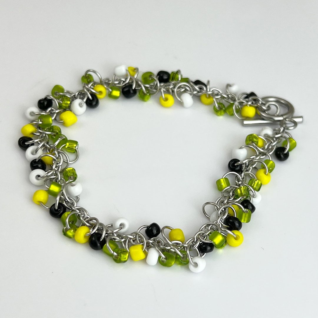 Lemon Lime Cluster Bracelet - Bold Contrasting Black White Yellow Lime ...