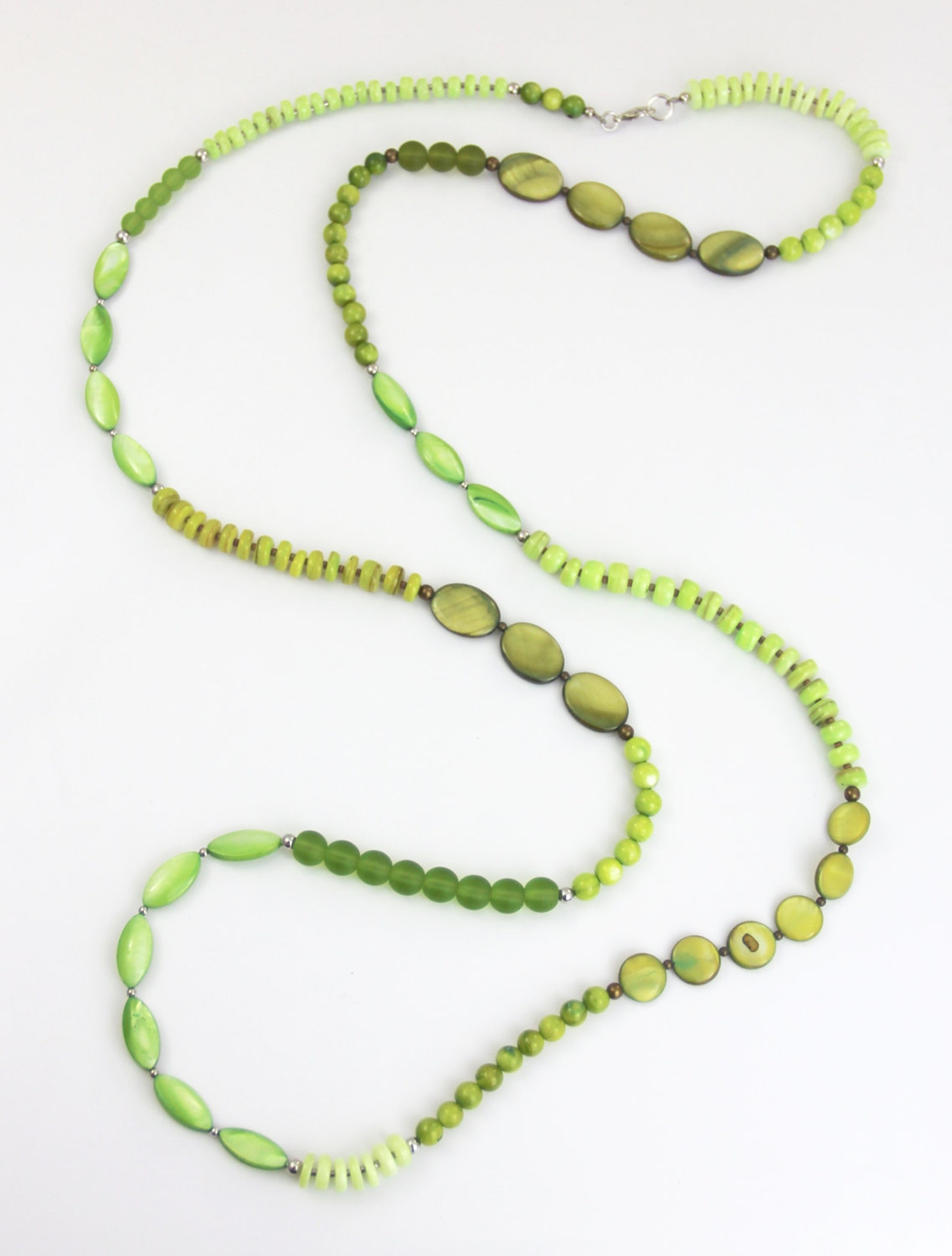 Mixed Green Colorblock Necklace Variegated Lime Green Olive - Etsy