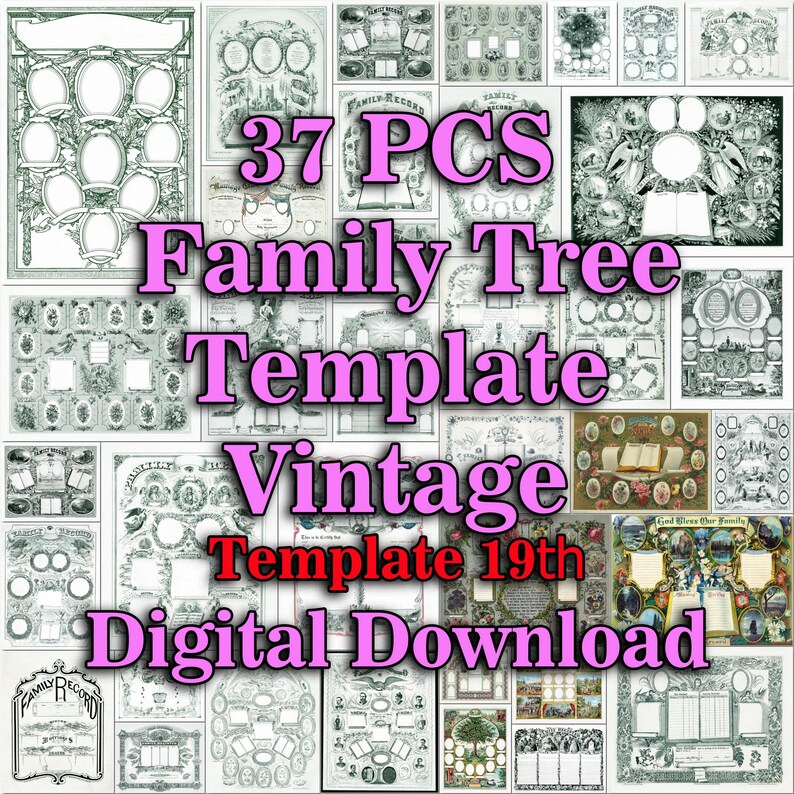 Vintage Family Tree, Family Tree Ephemera, Ancient Family Tree, Old ...