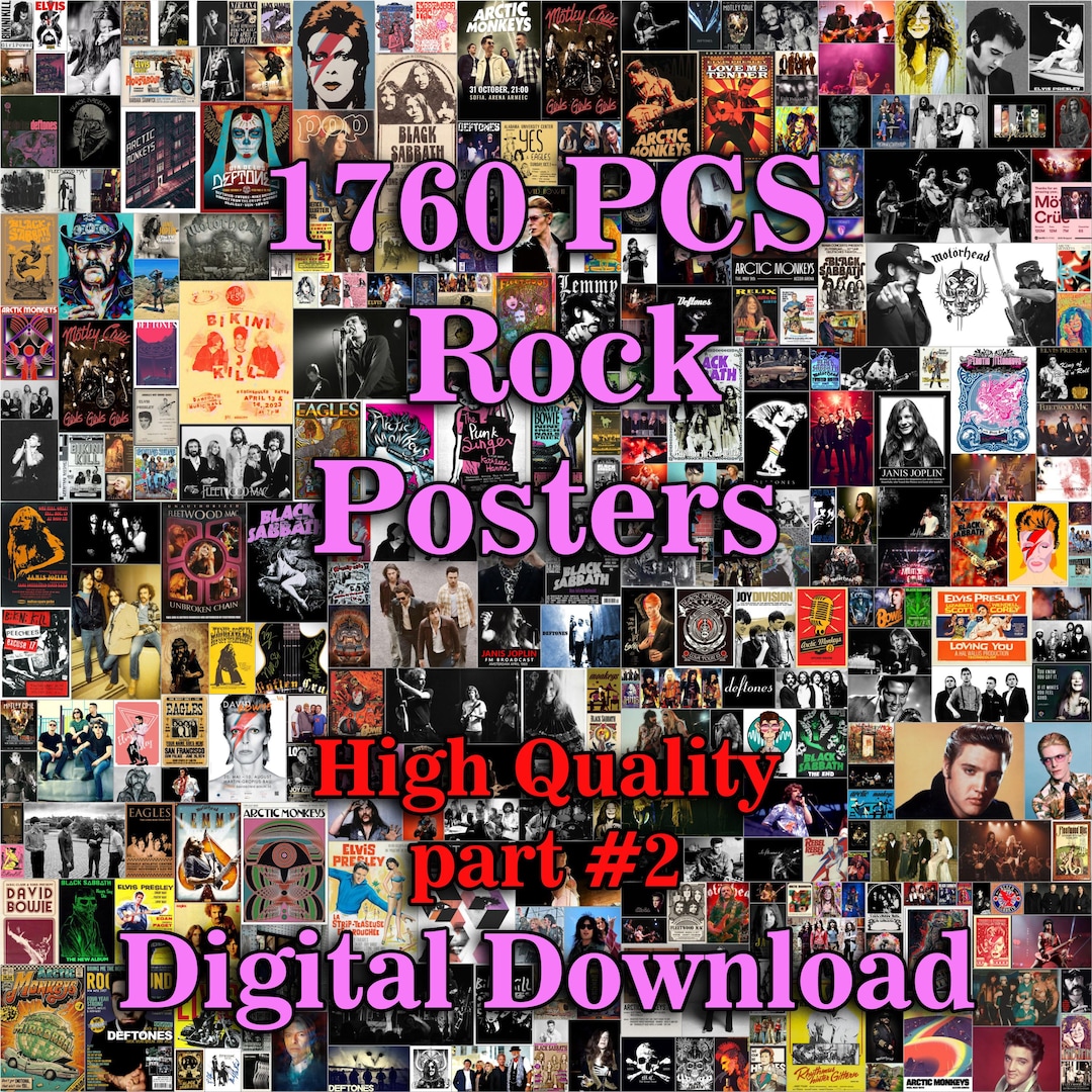 Rock Music Poster, Custom Wall Collage, Vintage Concert Poster, Vintage ...