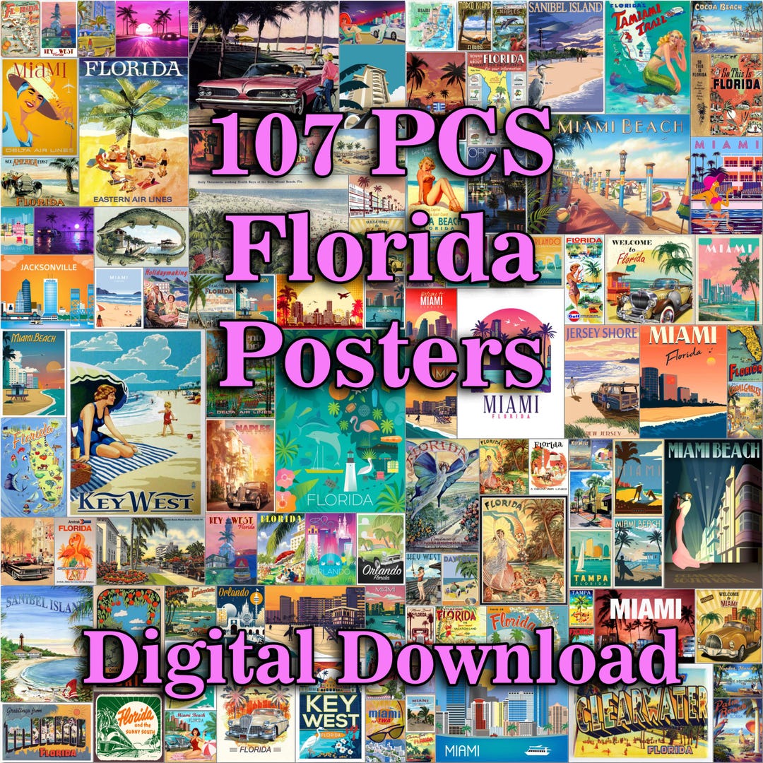 Florida Poster, Miami Poster, Jacksonville Poster, Miami Print, Miami ...