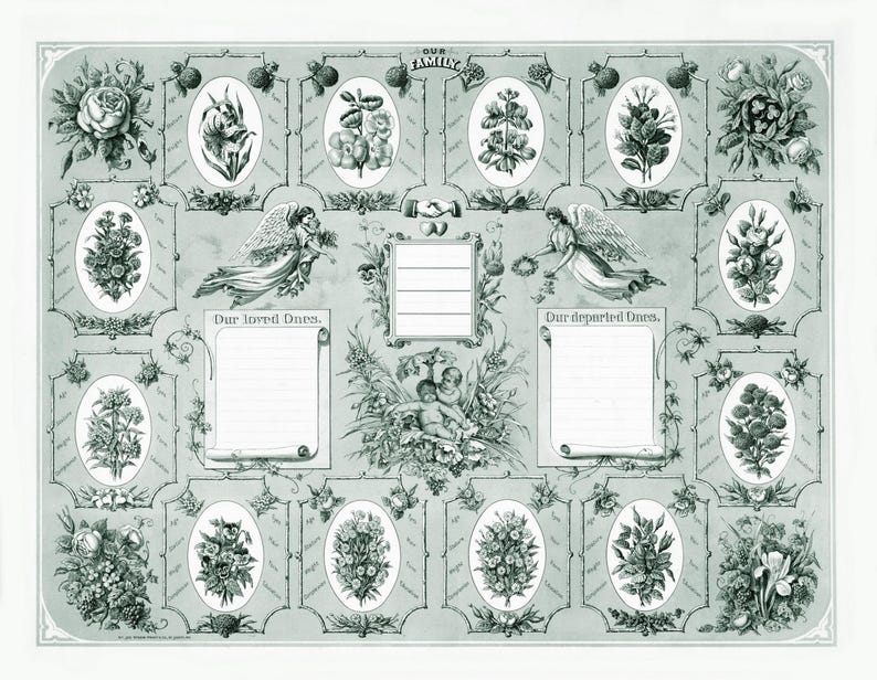 Vintage Family Tree, Family Tree Ephemera, Ancient Family Tree, Old ...