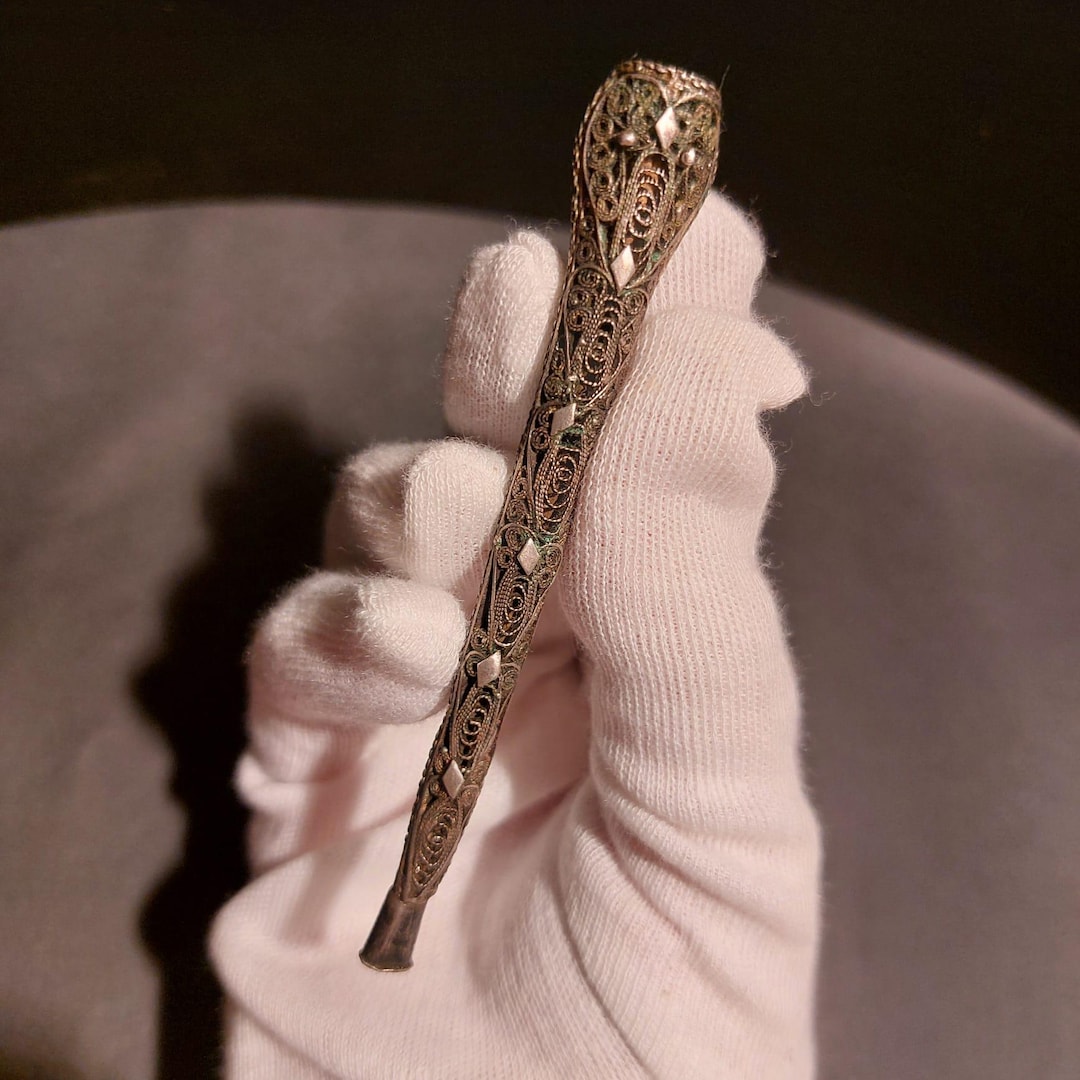 Sterling Silver Filigree Chillum Pipe or Cigarette Holder – Vintage ...