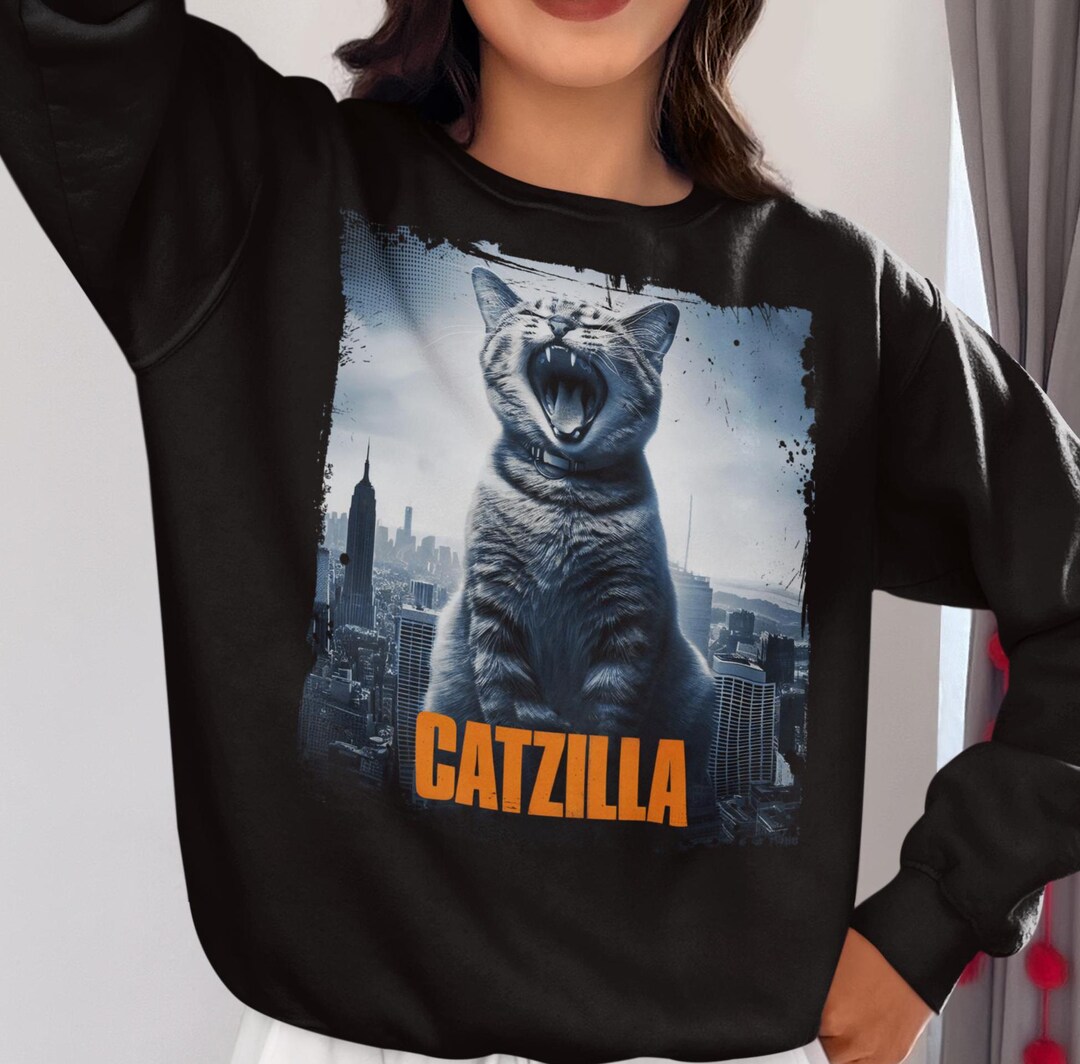 Catzilla T-shirt: Funny Cat Movie Parody Tee - Etsy